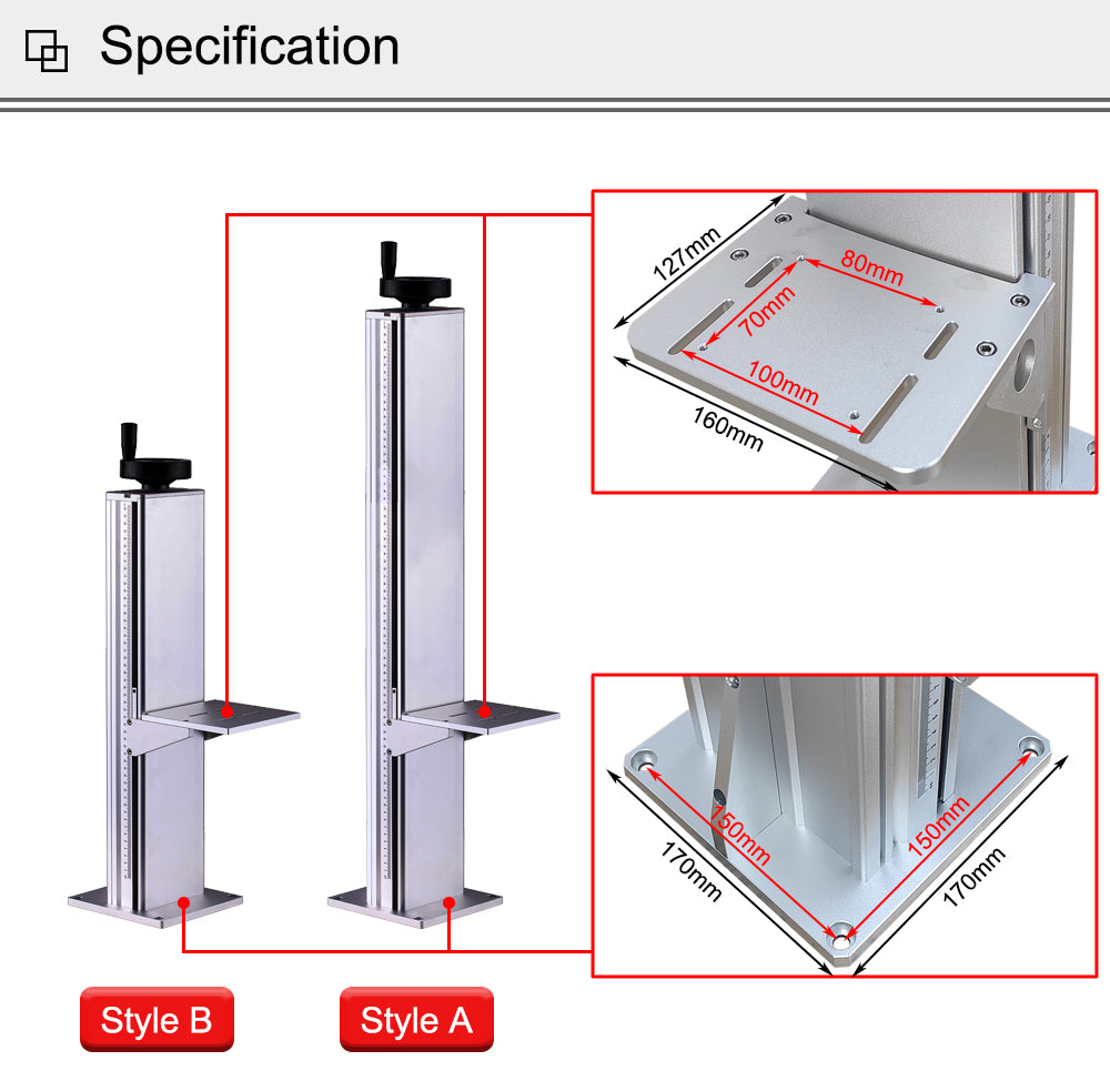 Hunst Laser Marking Machine Lift Table Z-axis Lift Stand Height 500 an ...