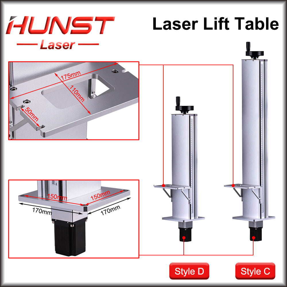 Hunst Laser Marking Machine Lift Table Z-axis Lift Stand Height 500 an ...
